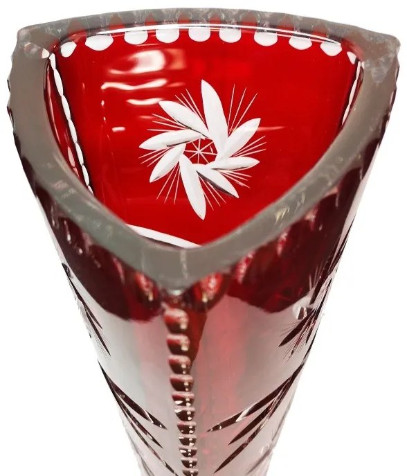 Triangle váza broušená 33 cm - Červená