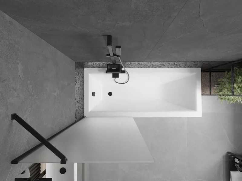 Mexen Next, vanová zástěna 1-křídlová 70 x 150 cm, fixní křídlo, 6 mm námraza sklo, černý profil, 895-070-000-00-30-70