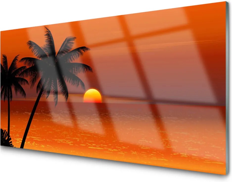 Obraz na skle Palma Moře Slunce Krajina