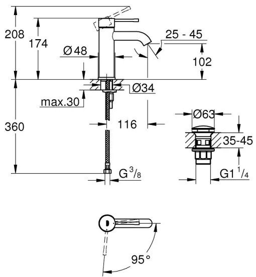 GROHE 23797001 - Umyvadlová baterie ESSENCE velikost S lesklý chrom