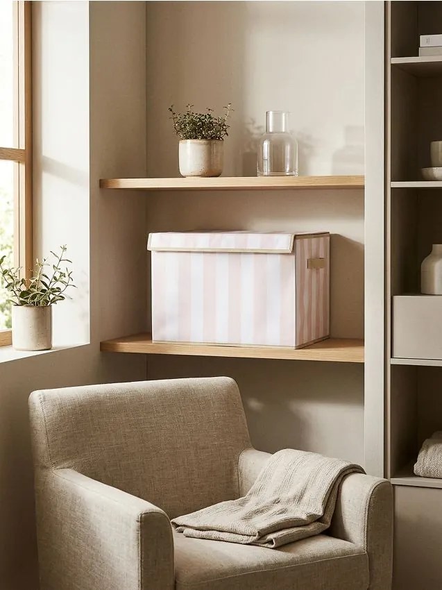 Sinsay - Skládací úložný box s pruhy - béžová