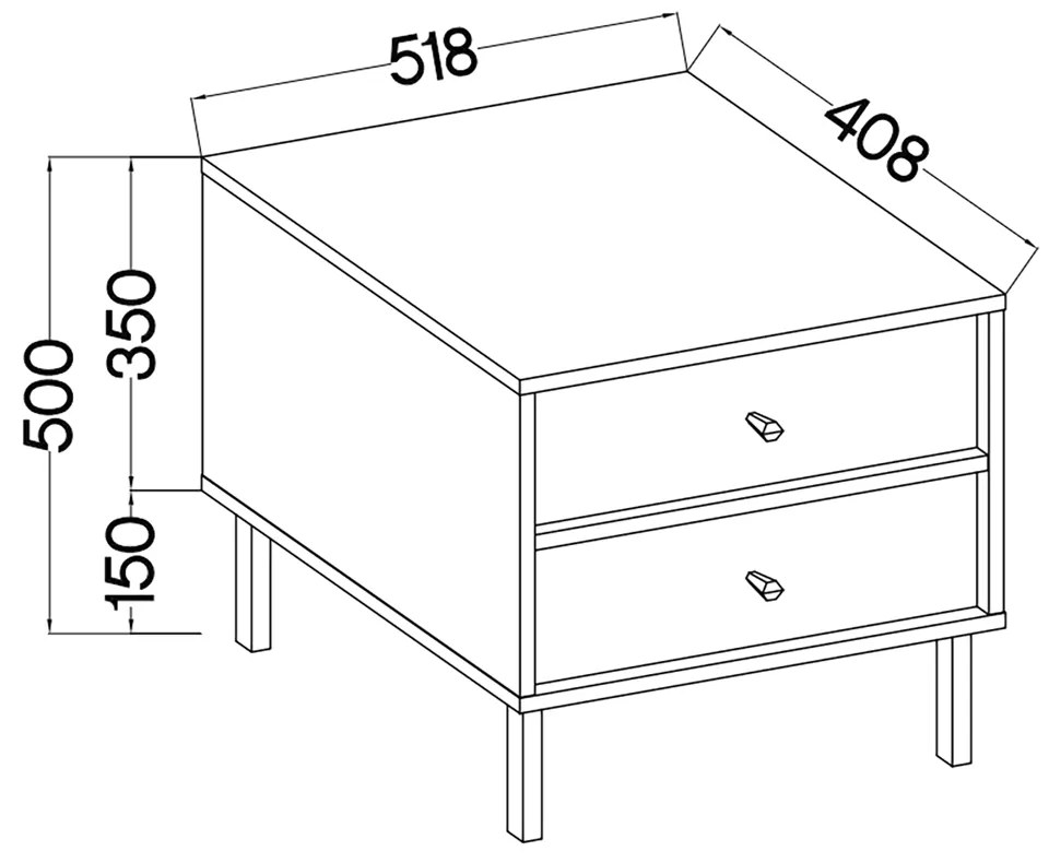 TOKYO 2 c | noční stolek 801 | 51,8 cm | černá grafit/zlatá