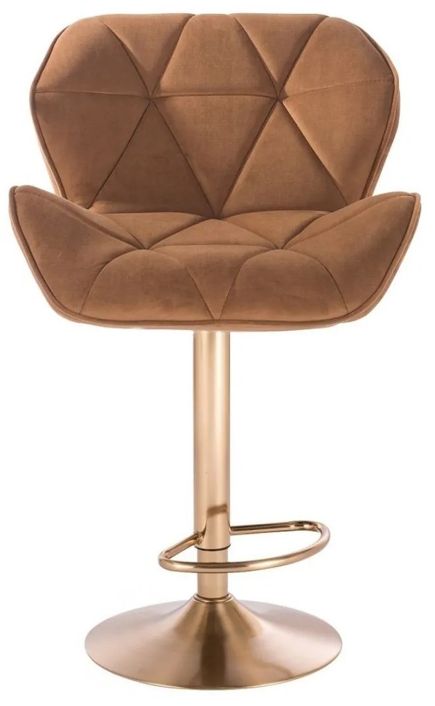 LuxuryForm DESIGN Barová židle MILANO VELUR na zlaté kulaté podstavě - medová