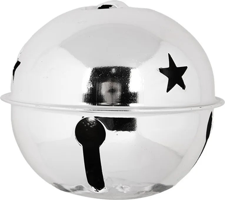 Stříbrná kovová vánoční ozdoba rolnička L - 14*12 cm