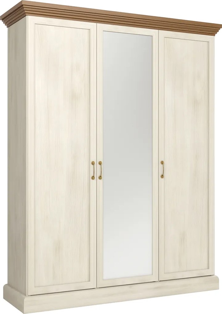 Třídvéřová šatní skříň Royal S3D - norská borovice / divoký dub