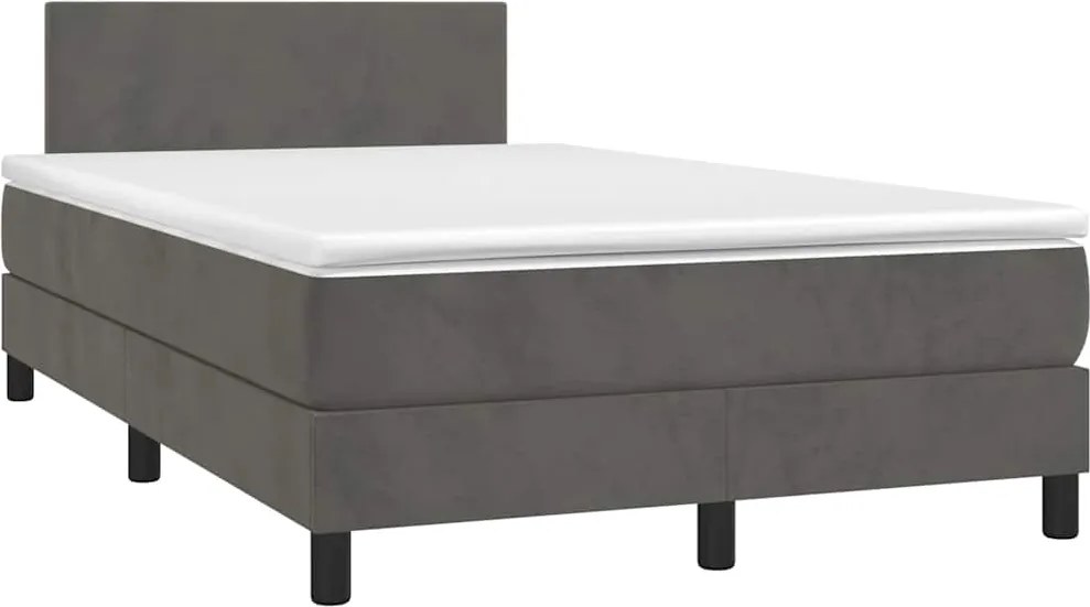 Box spring postel s matrací a LED tmavě šedá 120x200 cm samet 3134274