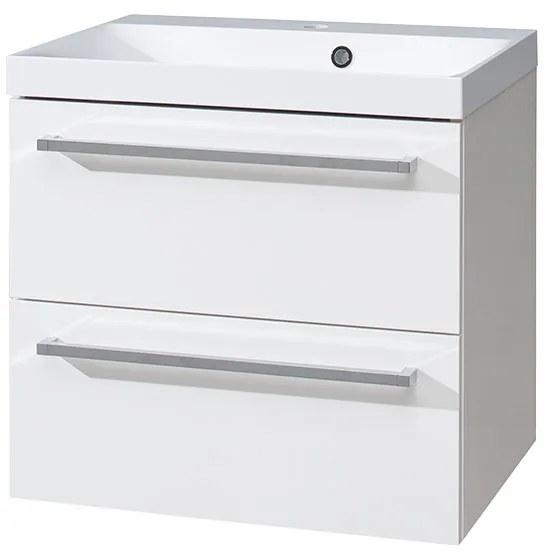 Mereo Mereo, Bino, koupelnová skříňka s umyvadlem z litého mramoru 61 cm, bílá, dub, CN660M