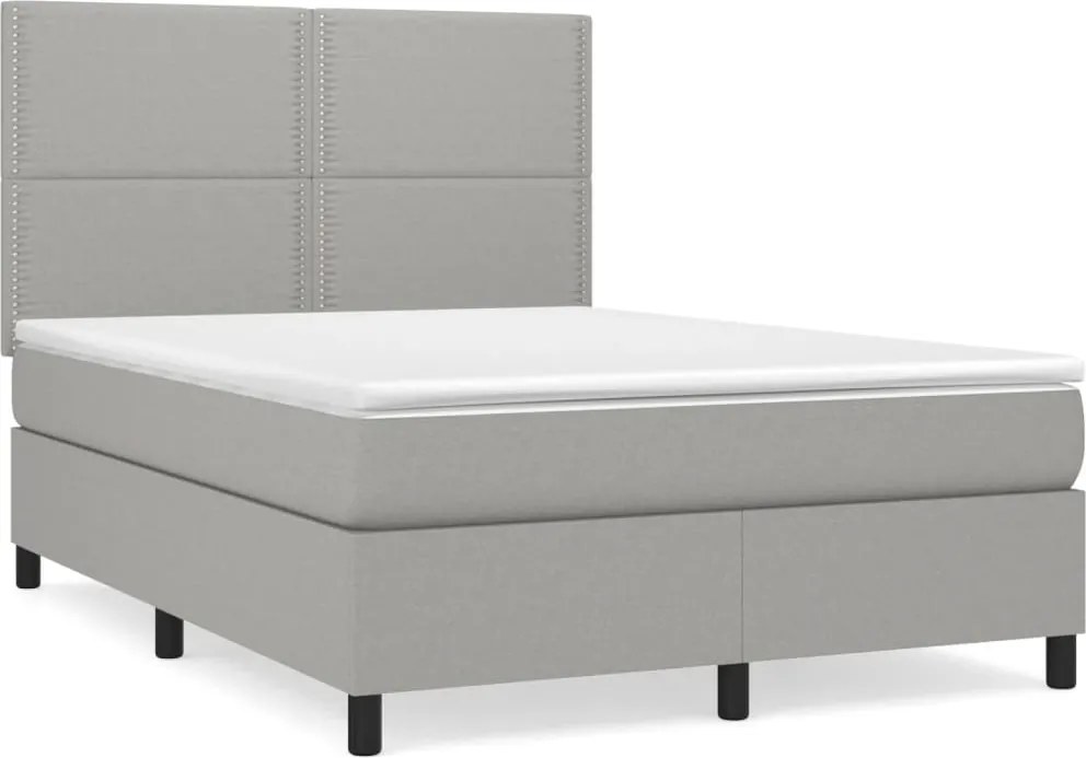 Box spring postel s matrací světle šedá 140 x 190 cm textil 3141689