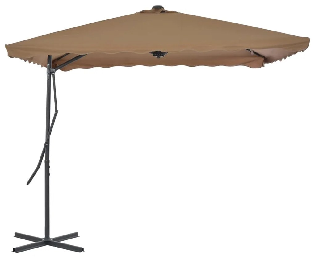 vidaXL Marketos Zahradní slunečník s ocelovou tyčí 250 x 250 cm taupe