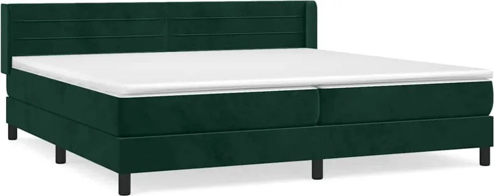 Box spring postel s matrací tmavě zelená 200x200 cm samet 3131042