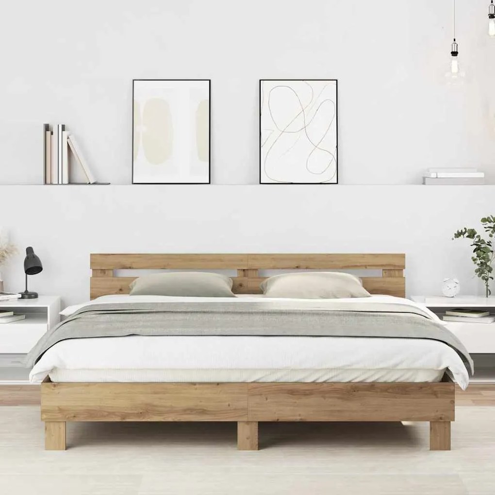 Rám postele Artisanový dub 203 x 185 x 70 cm Kompozitní dřevo 3385626