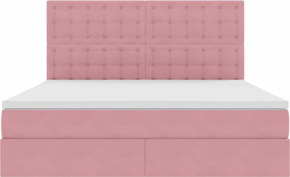 Postel s úložným prostorem a matrací Růžová 180 x 200 cm samet 3372170
