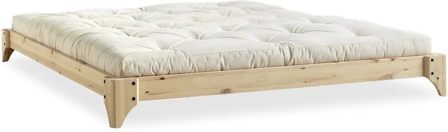 Dvoulůžková postel z borovicového dřeva s matrací Karup Design Elan Comfort Mat Natural Clear/Natural, 160 x 200 cm