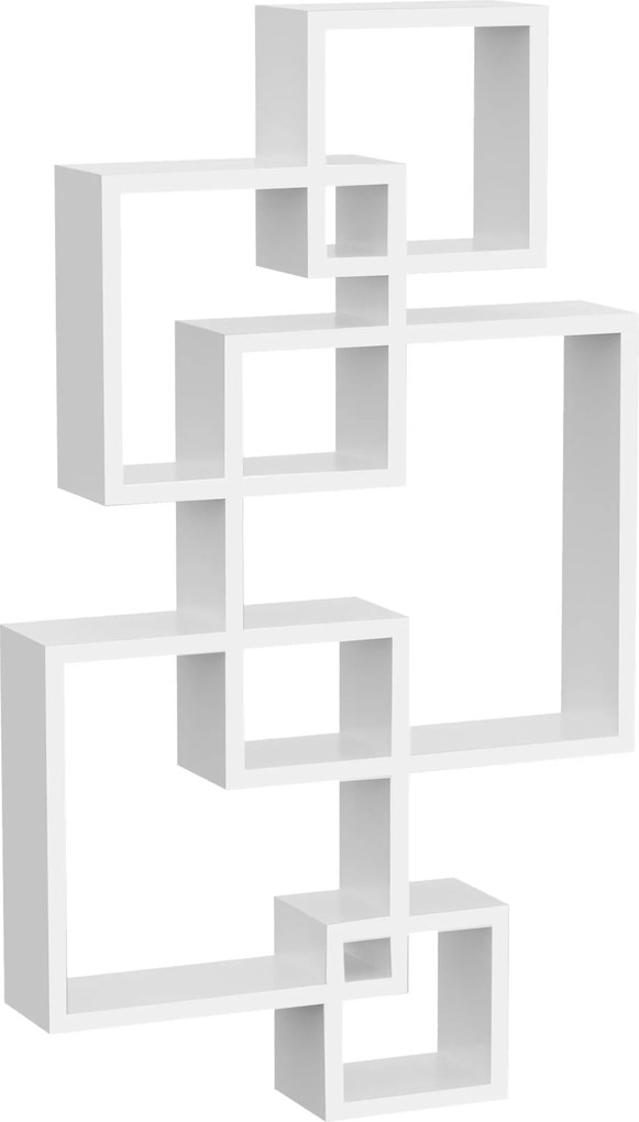 HOMCOM Floating Wall Shelf - Zavěsná police s 9 přihrádkami pro úložný prostor - Bílá | Aosom