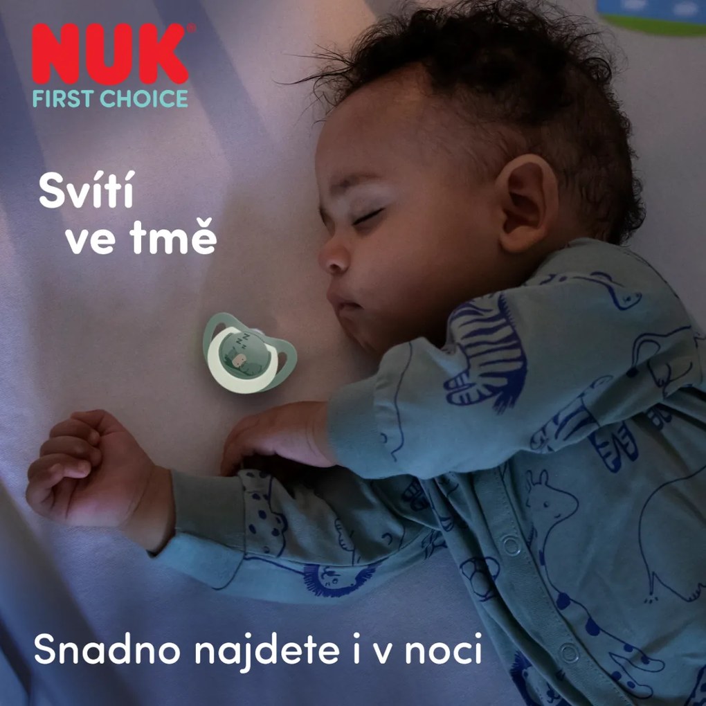 NUK First Choice Night Dudlík 6-18 m 2 ks box Hippo/koala
