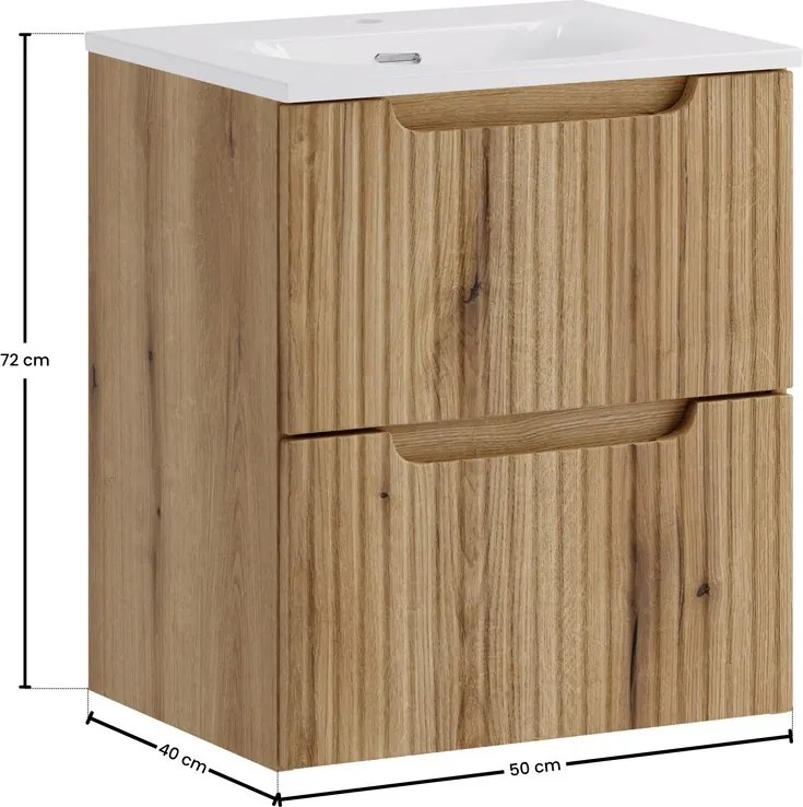 Závěsná skříňka Nova Sky se zápustným umyvadlem 50 cm dub coast evoke