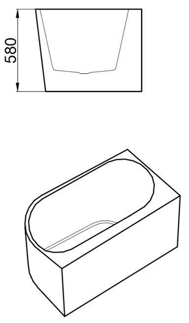 BPS-koupelny Volně stojící rohová akrylátová vana HYD-MER509A levá 140x75 bílá, odtokový komplet zlatý