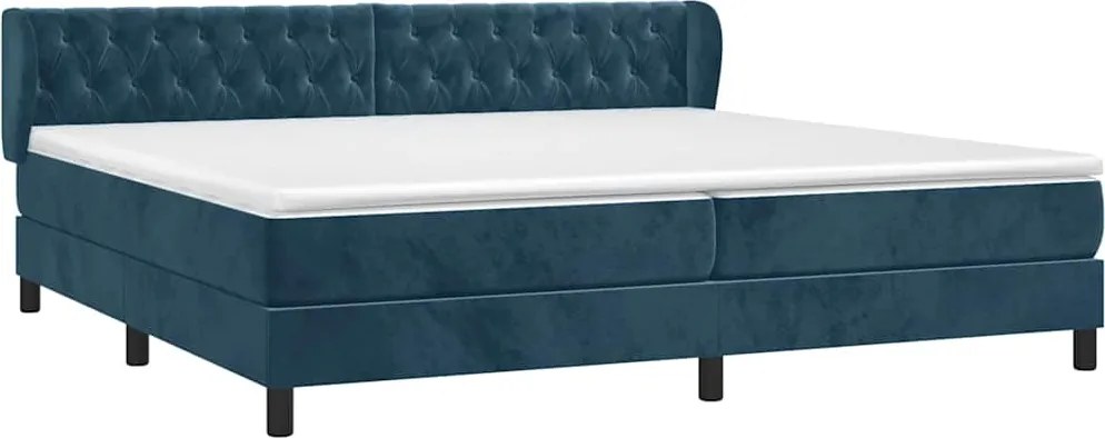 Box spring postel s matrací tmavě modrá 200x200 cm samet 3127695