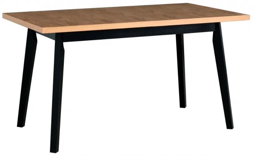 Jídelní stůl OSLO 5 deska stolu artisan, podstava stolu bílá, nohy stolu ořech