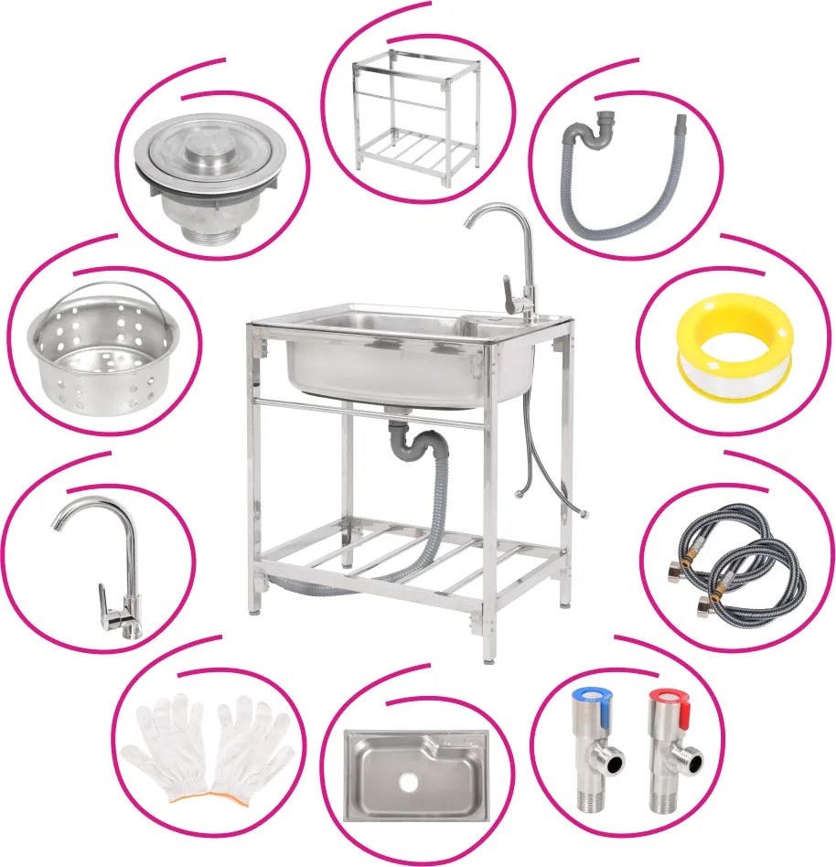 Kondela Nerezový dřez se sifonem, 68x44 cm, NAMIK