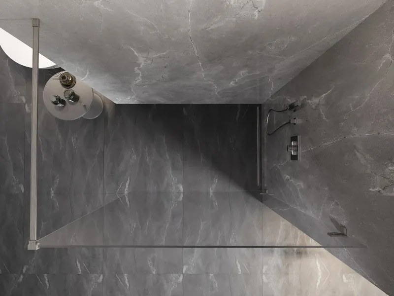 Mexen Lunar sprchová stěna pravá 50 x 200 cm, 8mm čiré sklo, broušená ocel, 830-050-000-97-00-P