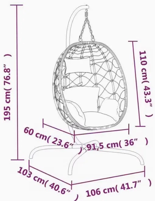 Závěsné křeslo, antracit/světle hnědá, NoBi KALPA 3 NEW