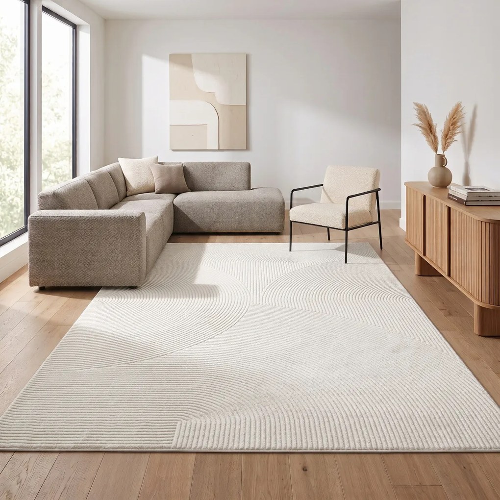 Angel Carpet, Kusový koberec Zafiro 25 Cream, 80x150, bílá, kancelář