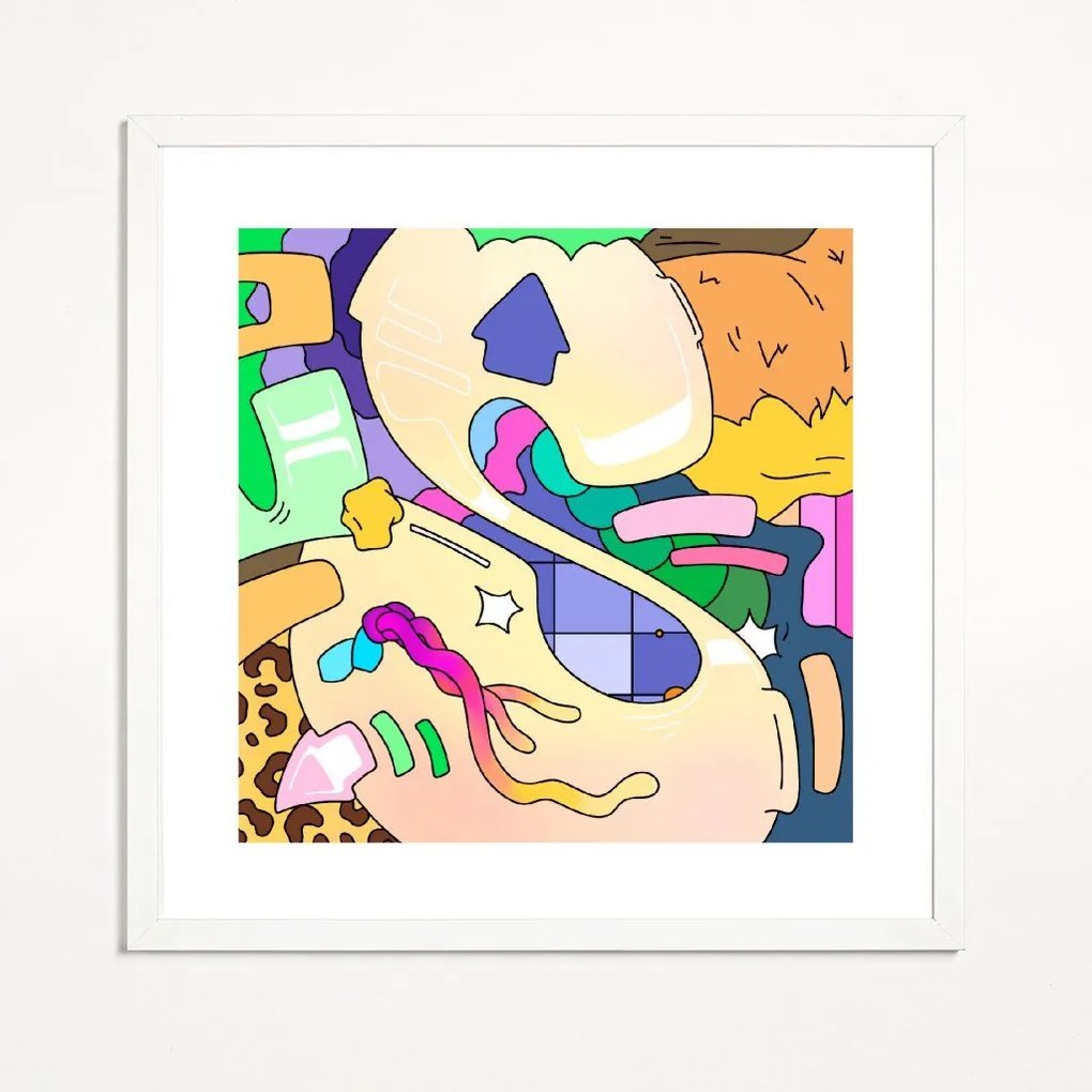 PAUSER | Mutant Syntax S Rám: Bílý, Velikost: 60 x 60 cm