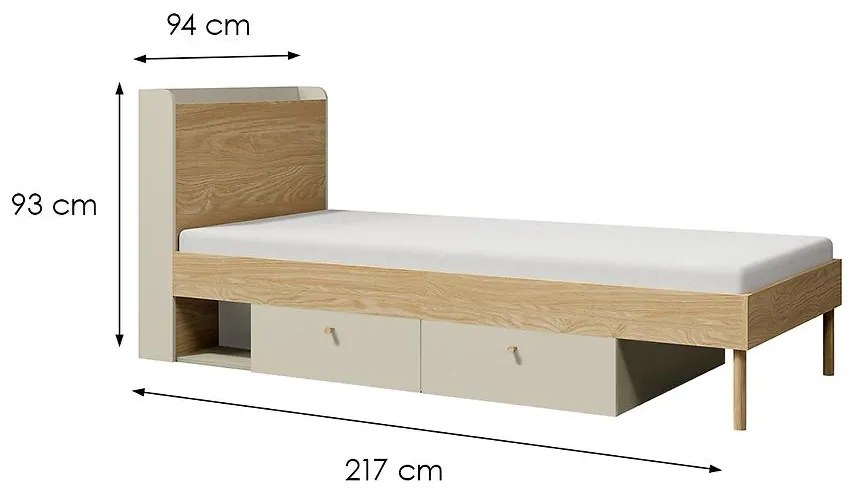 Postel Yuki 13 P/L Šedá Béžová/Olejovaný Dub