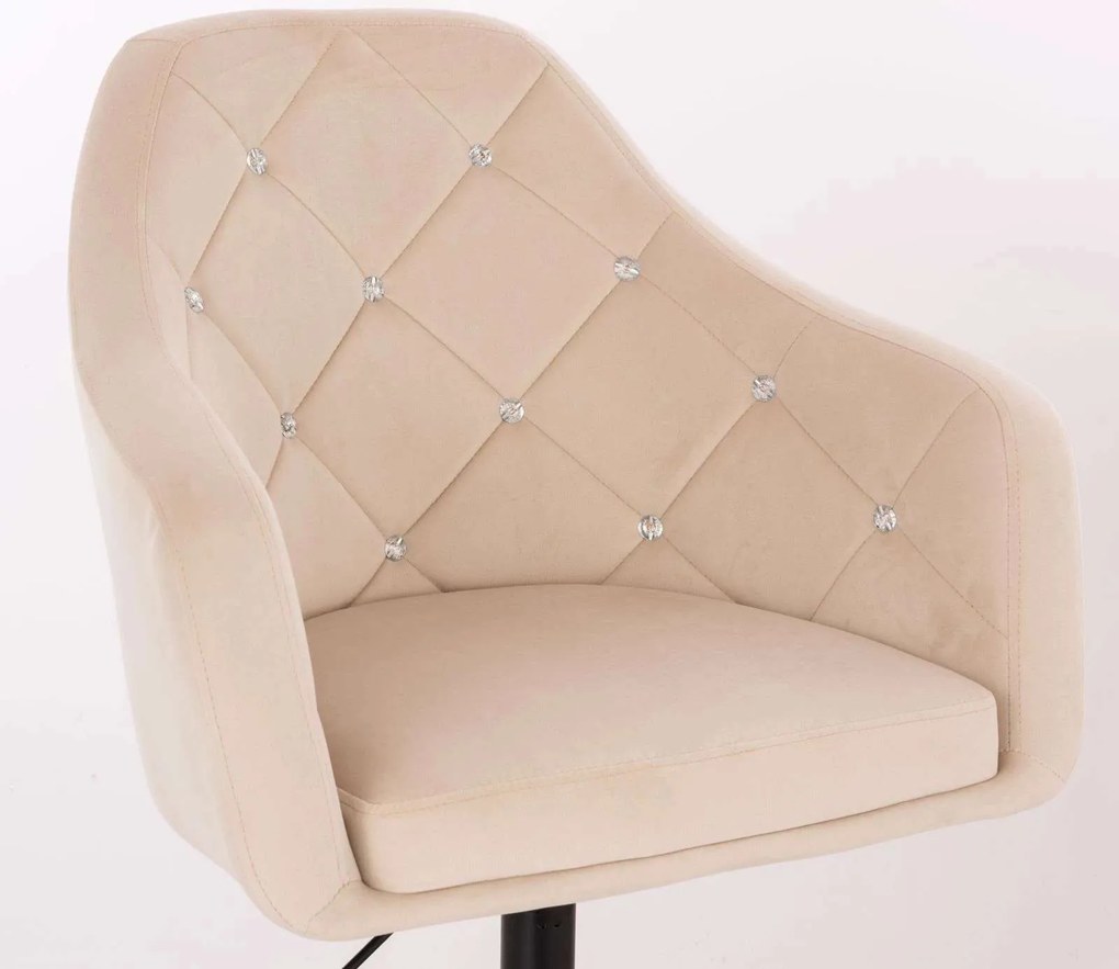 LuxuryForm DESIGN Otočné křeslo ROMA VELUR na stříbrném kříži - krémové