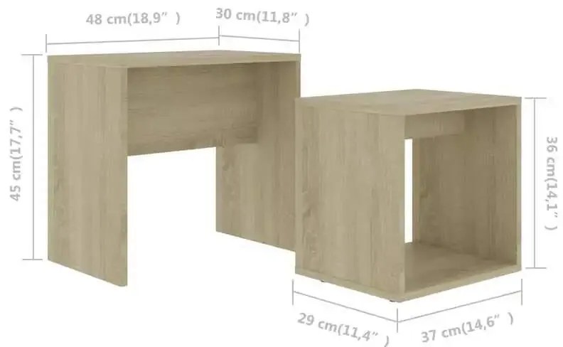 Konferenční stolek, sada 2 kusů, dřevo, dub sonoma, NoBi INTERSYS 23