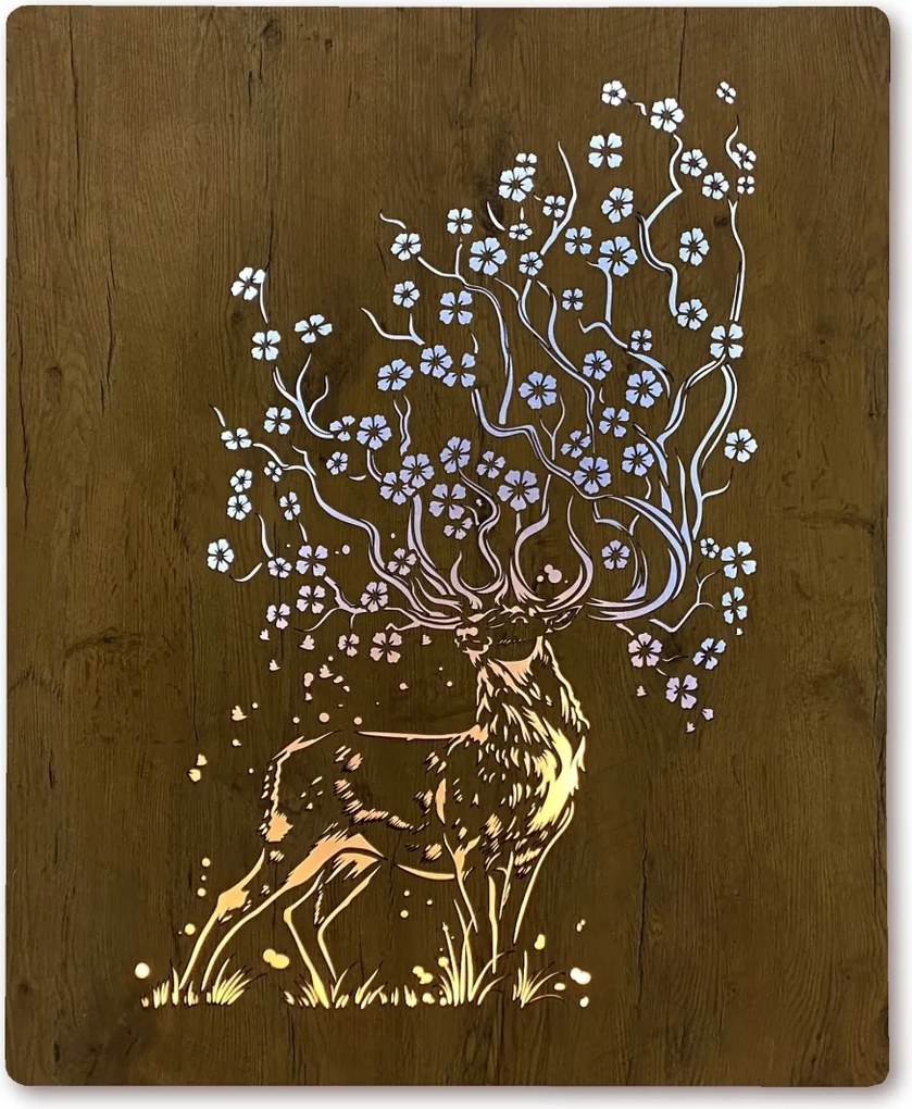 Li-Go "Jelen" světelný obraz 230V 70x100 cm provedení povrchu: bílá