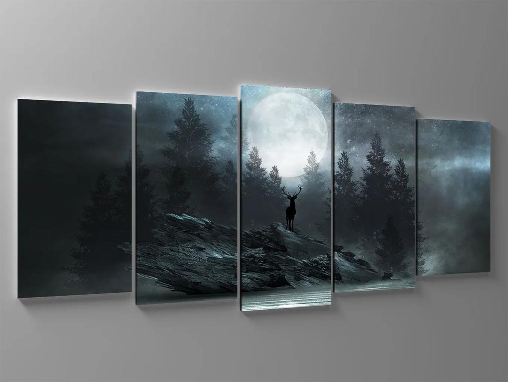 Liox Obraz Jelen v temném lese Rozměr: 150 x 70 cm
