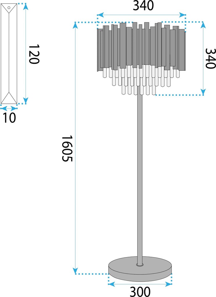 Toolight Toolight, podlahová lampa pro postavení 3xE14 APP1716-3F, chromová, OSW-04338
