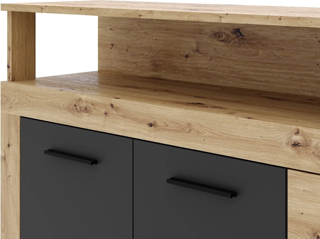 Komoda Luna 190 cm dub Artisan/černá