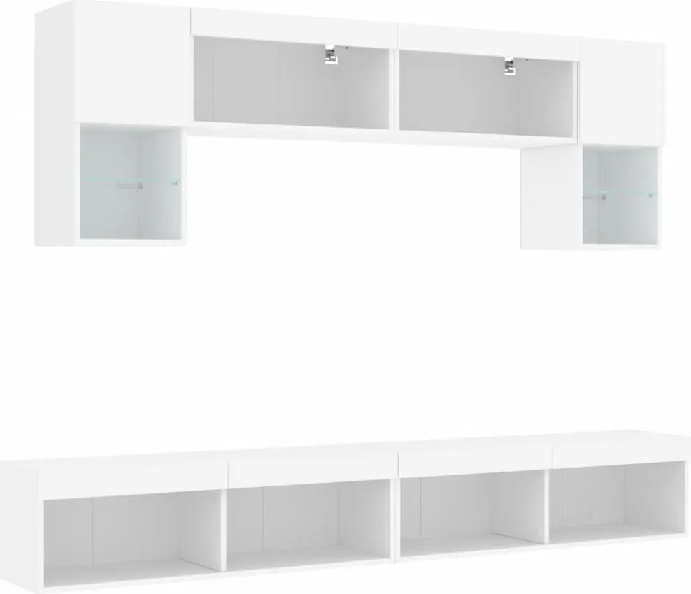 6dílná obývací stěna s LED osvětlením bílá kompozitní dřevo 3216704