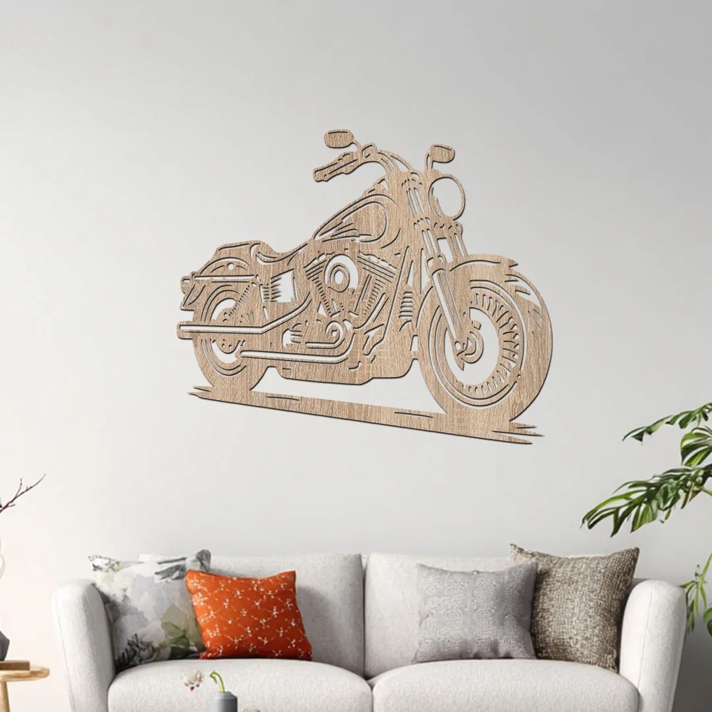 dřevo života Dřevěný obraz motorky Harley Davidson Zvolte rozměr (cm): 80x67, Zvolte barvu dekoru: Černá