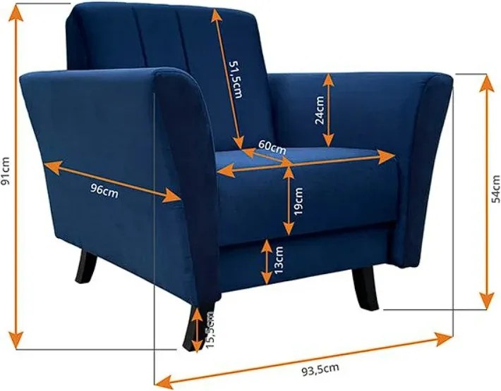 IDZ Křeslo LINA Barva látky: KRONOS 09 (Tmavá modrá)