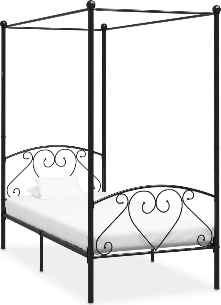 vidaXL Rám postele s nebesy kovový 100 x 200 cm [284427] Barva: Bílá