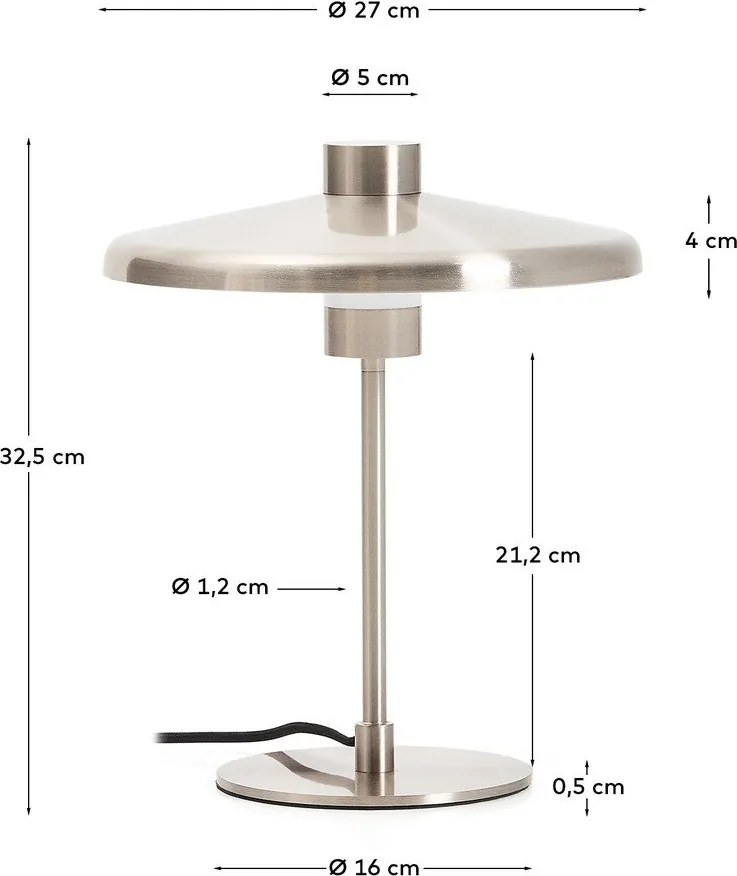 Stolní lampa ve stříbrné barvě s kovovým stínidlem (výška 32,5 cm) Nuvira – Kave Home
