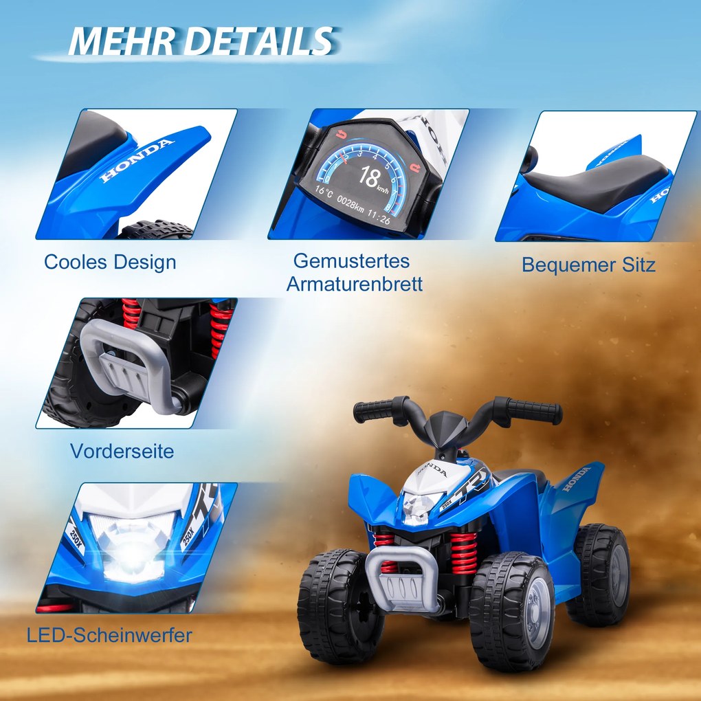 AIYAPLAY Elektrický Miniquad pro děti - Dětský elektrický ATV s LED a klaksonem, motorka pro děti, elektrické auto pro děti od 18 měsíců, kovová modr…