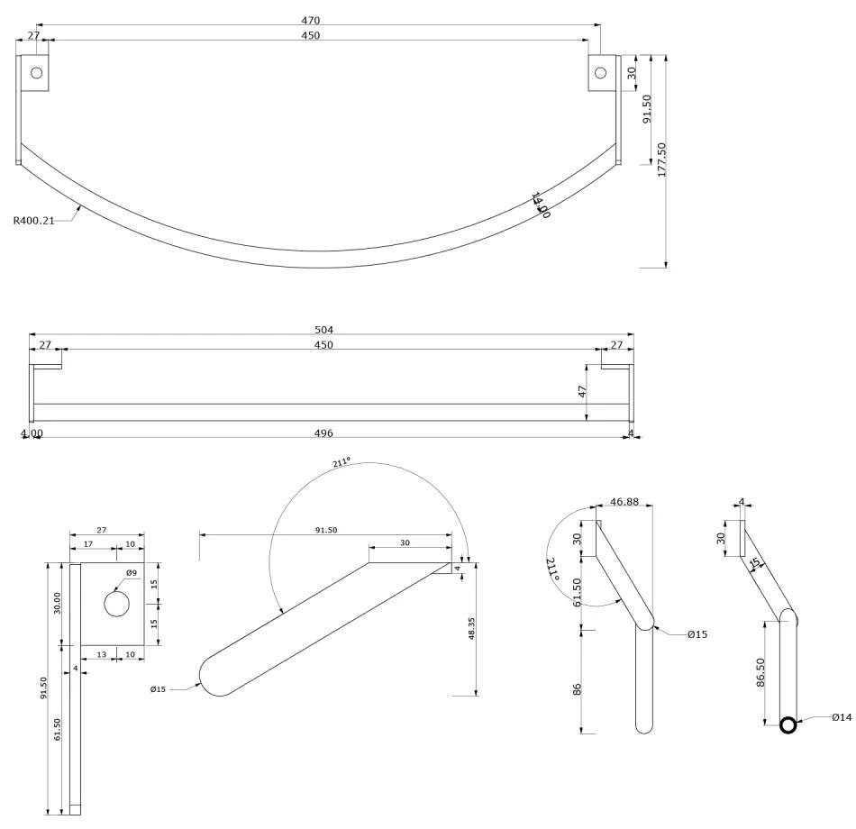 GSI PURA čelní držák ručníků 62cm, chrom PAPR62