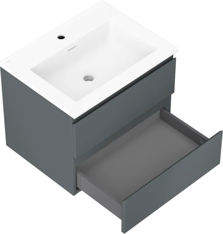 Mexen Orio, koupelnová skříňka 60 cm s umyvadlem Otis, 2 zásuvky, grafitová matná/bílá matná, 91A10-06047-2-BFF66-W18M01