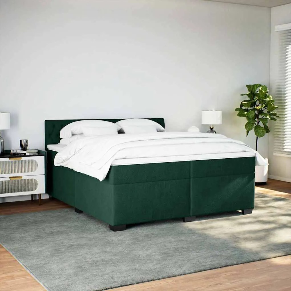 Box spring postel s matrací tmavě zelená 200x200 cm samet 3286411