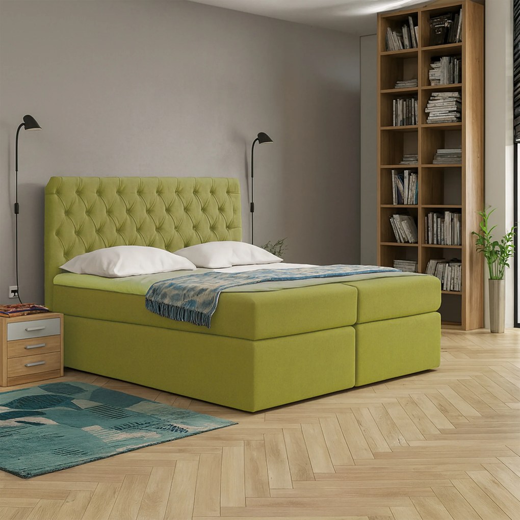 Eka Kontinentální čalouněná postel Luxurious - Cassablanca (200x200 cm) Barva látky Trinity: Krémová (Trinity 2302)