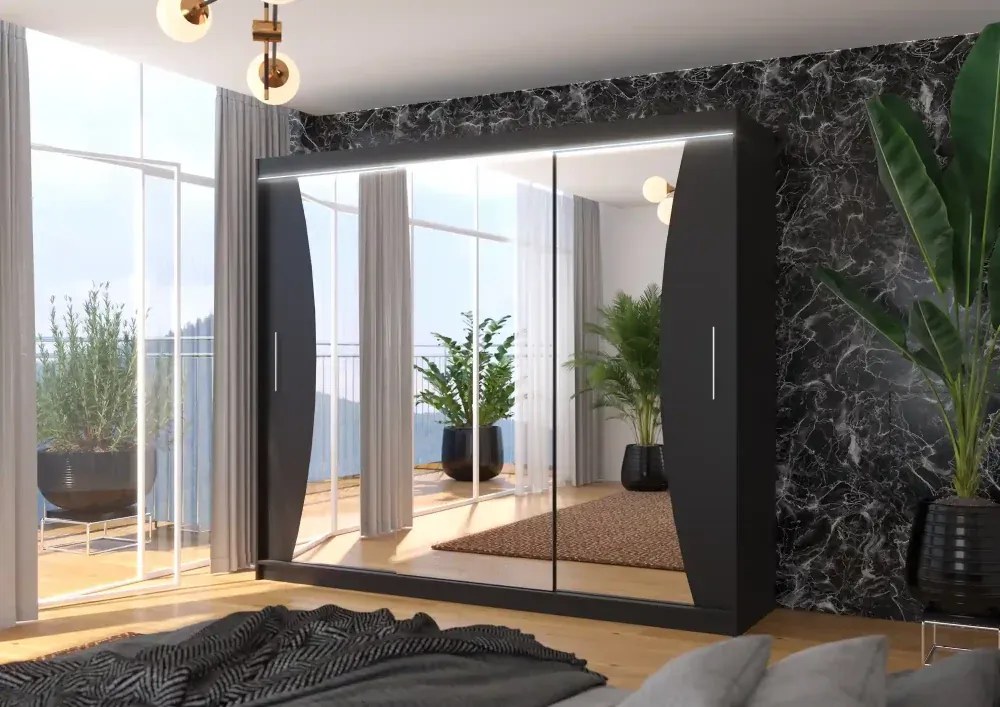 Posuvná skříň se zrcadlem a LED osvětlením DIEGO 250