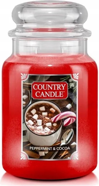 Peppermint Cocoa Country Candle velká vonná svíčka se dvěma knoty
