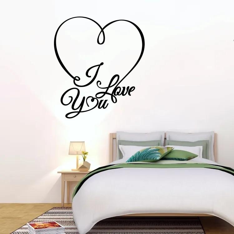 Srdce I Love You - vinylová samolepka na zeď 75x67cm