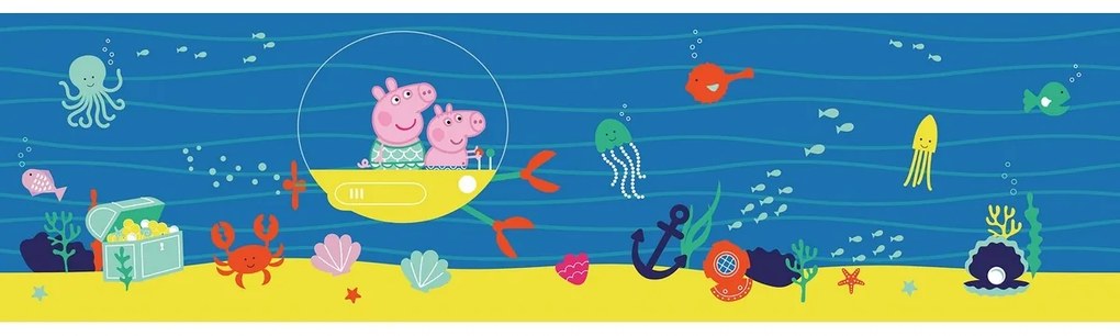 Samolepicí bordura Peppa Pig Sea, 500 x 9,7 cm