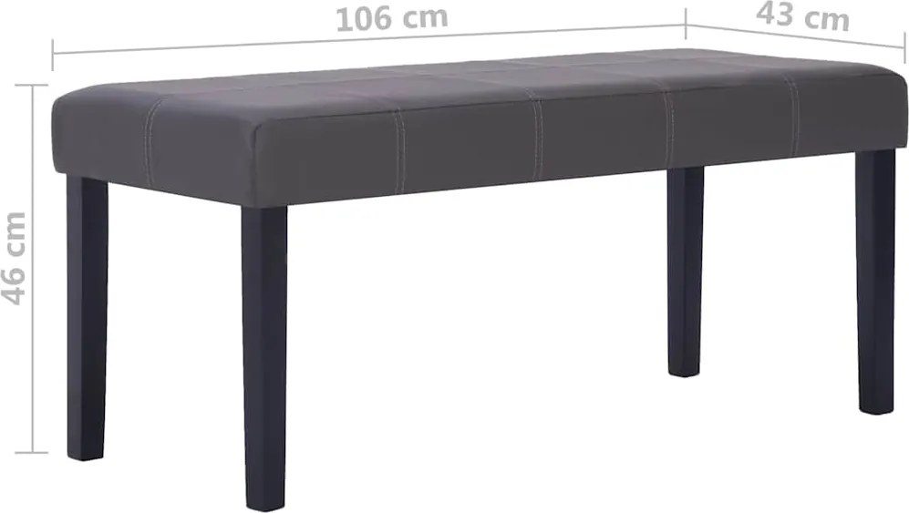 281309  Bench 106 cm Grey Faux Leather 281309